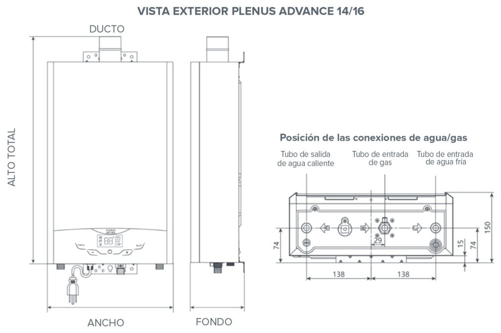 CALENTADOR DE AGUA - BOILER INSTANTÁNEO MODULANTE TIRO FORZADO CAP. 14 LITROS/MIN GAS LP MARCA ...